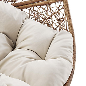 Modway Encase Outdoor Patio Rattan Swing Chair in Cappuccino Beige