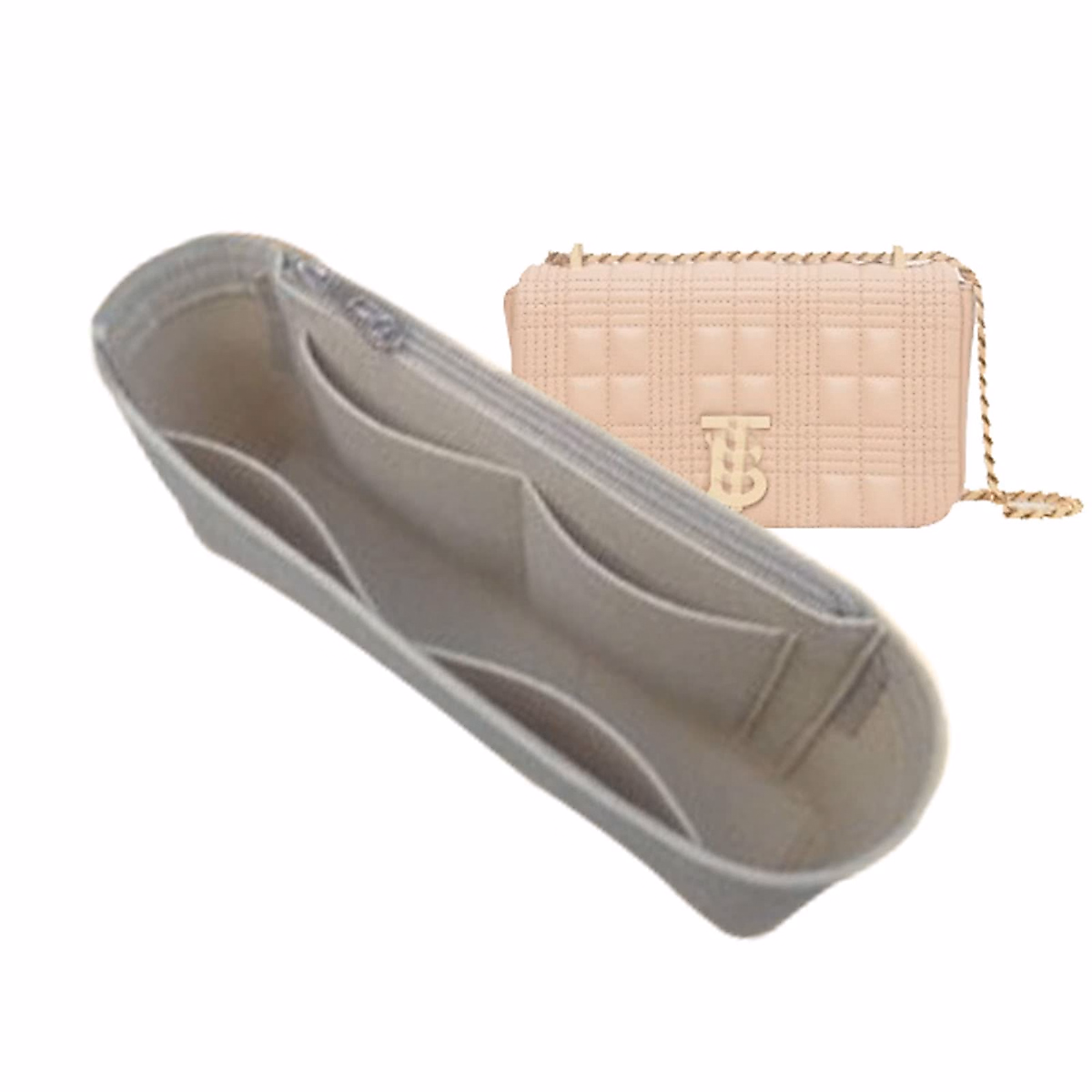 Felt Purse Organizer Insert,for/Burberry Chain Bag Lola Small and Medium sized Bag Storage Bag2056Beige-S