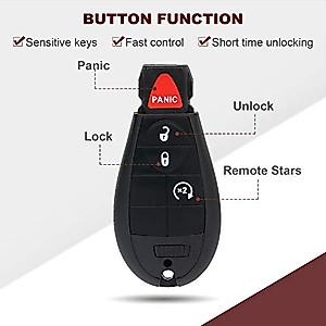 ANGLEWIDE Car Key Fob Keyless Entry Remote Replacement for Ram 4000 4500 5500 1500 2500 3500 15-17 (FCC GQ4-53T) 4 Buttons 2pad