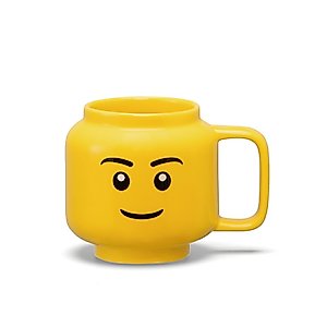 Room Copenhagen Lego Ceramic Mug, Iconic Boy Face, Large, 17.9 Fl. Oz. (530 mL)