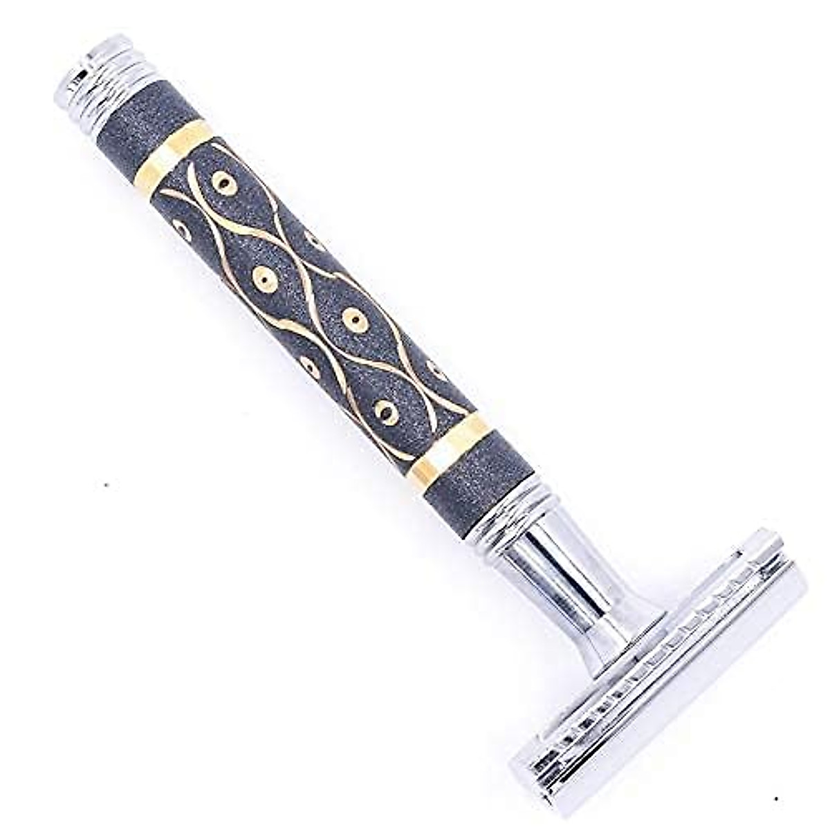 Parker, 65R Super Heavyweight Gray and Gold Double Edge Safety Razor & 5 Parker Blade Refills