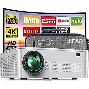 Native 1080P Projector,9800 L Projector for Outdoor Movies with 450" Display, Support 4K Dolby & Zoom,100000 Hours Life Indoor and Outdoor Projector Compatible with TV Stick,HDMI,VGA USB…