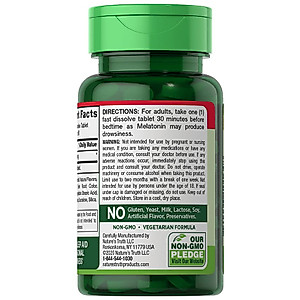 Nature's Truth Melatonin 5 mg Fast Dissolve Tabs Natural Berry Flavor - 90 ct, Pack of 2