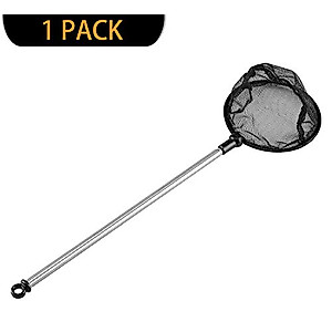 Filhome Telescopic Aquarium Fish Net, Fine Mesh Round Fish Net for Fish Tank with Extendable Long Handle (3.5 inch)