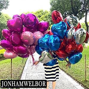Jonhamwelbor 20Pcs 18 inch Silver Foil Mylar Heart Shape Balloons Decorations Valentines Birthday Wedding Baby Shower Party (Silver)