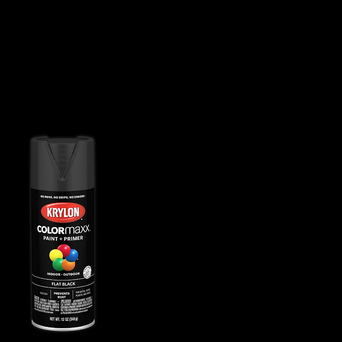 Krylon K05546007 COLORmaxx Spray Paint and Primer for Indoor/Outdoor Use, Flat Black, 12 Ounce (Pack of 2)