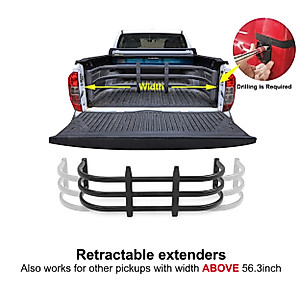 WONDERTECH Black Aluminum Truck Bed Extender for Ford F150 & Titan & Tundra & Ram & Silverado & Sierra Pickup Truck