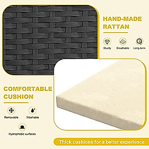 rattantree Patio Furniture Set, 4 Pieces Outdoor Rattan Garden Furniture Set Wicker Patio Conversation Furniture Set for Yard, Poolside, Lawn, Porch and Backyard (Black 1)