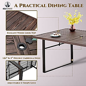 HERA'S HOUSE 7 Pieces Patio Dining Set, Table and Chairs Set for 6 Person, 6 x Metal Chair, 1 x 64 Metal Dining Table for Patio, Lawn, Garden, Porch