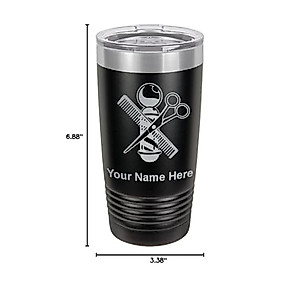 LaserGram 20oz Vacuum Insulated Tumbler Mug, Barber Shop Pole, Personalized Engraving Included (Black)