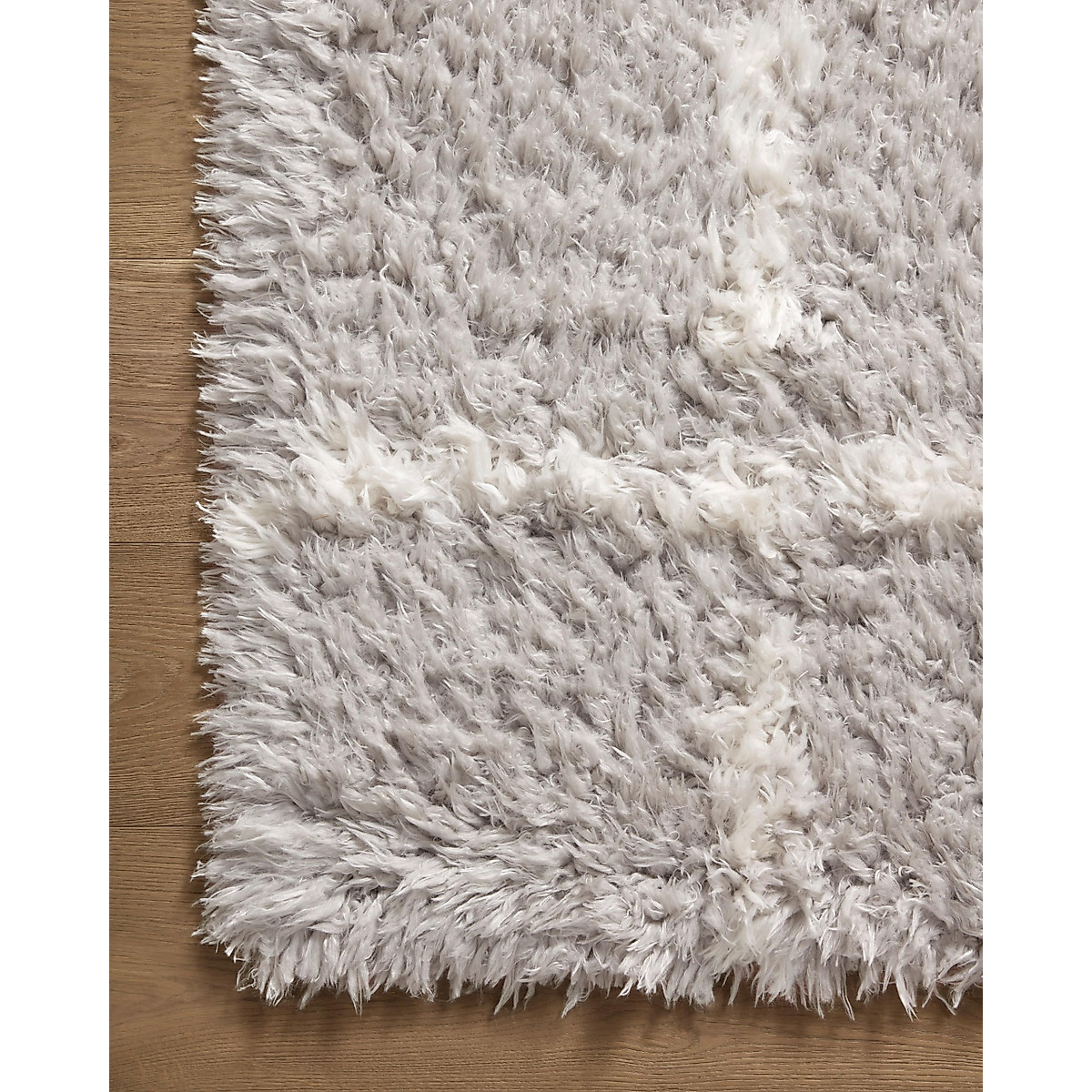 Loloi Angela Rose Amira Collection, Silver & Ivory, 2'-7" x 12'-0" Runner Rug – Extra Plush Moroccan Rugs for Living Room Bedroom Entryway & Hallway No Shed High Traffic Area Home Decor Rug