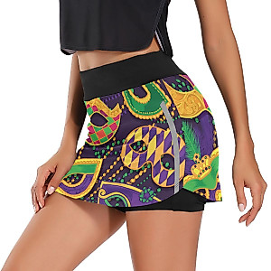 xigua Mardi Gras Women's Active Athletic Skirts with Pockets Skort Lightweight Tennis Skirt Golf Skorts