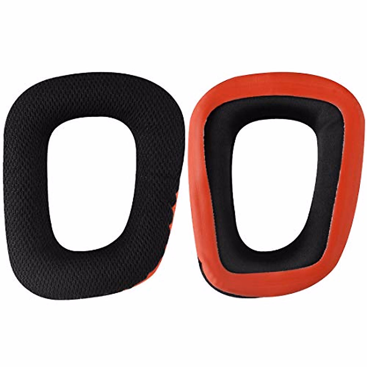 Geekria QuickFit Mesh Fabric Replacement Ear Pads for Logitech G430, G930 Headphone Ear Pad and Headband Pad/Ear Cushion + Headband Cushion/Repair Parts Suit (Red-Black)