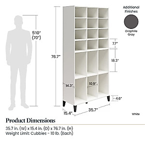 Ameriwood Home Flex Athletic Shoe Storage Cabinet for Boots & Tennis Shoes, Graphite