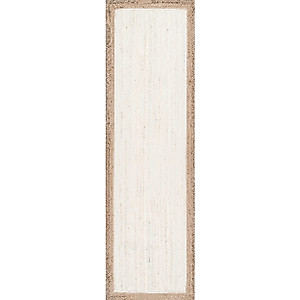 nuLOOM Eleonora Hand Woven Jute Runner Rug , 2' 6" x 10', White, Rectangular