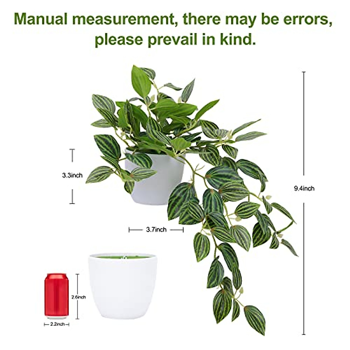 CEWOR Fake Plants,2 Pack,Realistic Artificial Hanging Plants,Faux Peperomia Watermelon Plants,Indoor Outdoor Decor