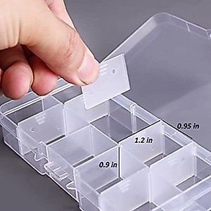 UHZBTEC 10 Grids Plastic Bead Organizer Box/Clear Crafts Thread Storage Containers with Removable Dividers (Free Letter Stickers)