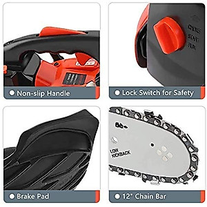 25.4CC Gas Chainsaw, 12" Gasoline Chainsaw Handheld Cordless Petrol Gasoline Chain Saw Wood Cutting Grindling Machine for Cutting Wood with Tool Kit,Garden Farm Home Use,3000r/min