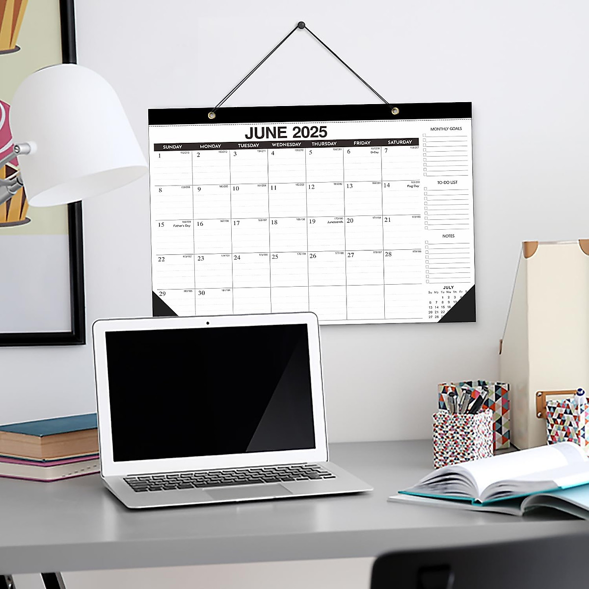 2023-2024 Desk Calendar, 18 Month Desk Calendar/Wall Calendar Combo, 17" x 12", January 2023-June 2024, Highlight Holidays, Planning Calendar, Thick Paper
