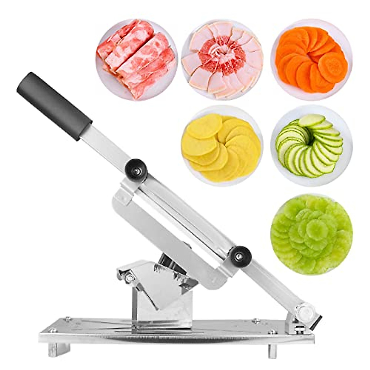 Manual Frozen Meat Slicer - Stainless Steel Meat Cutter Beef Mutton Roll Bacon Cheese Vegetable Food Sheet Slicing Machine for Home Cooking and Commercial Cooking(20 Bags)