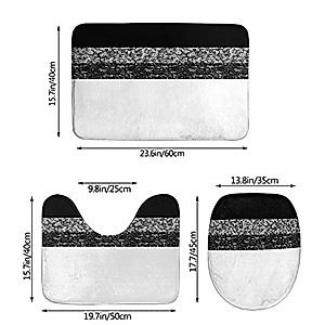 WONDERTIFY Silver Black Sequins Bathroom Antiskid Pad Shiny Pailette 3 Pieces Bathroom Rugs Set, Bath Mat+Contour+Toilet Lid Cover Grey Spangles