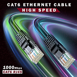 Maximm Cat 6 Ethernet Cable 20 Ft, 100% Pure Copper, Cat6 Cable (20 Pack) LAN Cable, Internet Cable, Patch Cable and Network Cable - UTP (Black) 20 Feet
