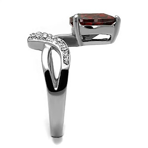 Marimor Jewelry 3.22 Carat Heart Shape Garnet Color Cubic Zirconia Stainless Steel Fashion Ring Women's Size 5