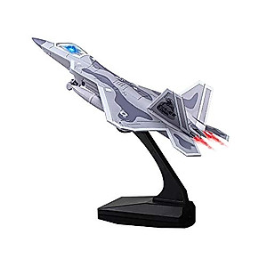 YEIBOBO ! F-22 Raptor Fighter - 1/100 Diecast Airplane Model Pull Back Fighter Toy (Gray)