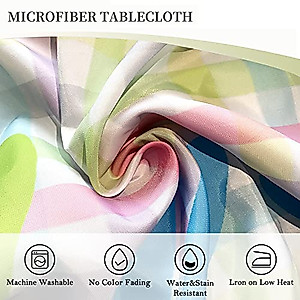 Comott Easter Round Tablecloth Spring Rabbit 60 x 60 Inch Washable Waterproof and Stain Resistant Polyester Tablecloth for Kitchen Tables, Buffet Parties, Picnic, Indoor and Outdoor Dining