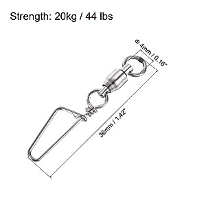 PATIKIL Fishing Snap Swivels, 40 Pack 44lb Stainless Steel Ball Bearing Tackle for Saltwater Freshwater Fishing