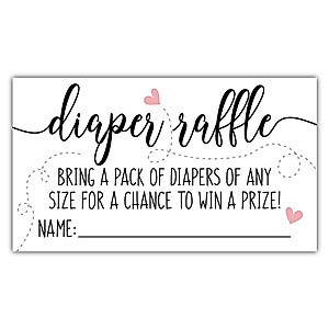 50 Sweet Heart Diaper Raffle Tickets | Gender Neutral Baby Shower Game