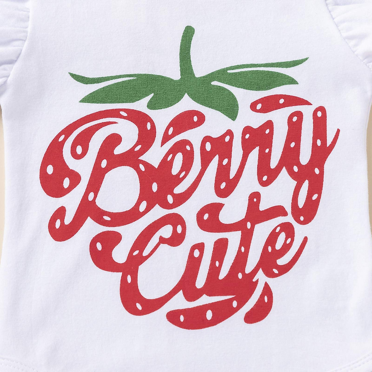 Newborn Baby Girls Clothes Strawberry Ruffles Sleeves Summer Romper Floral Bottoms Shorts Headband 3pcs Outfits Set Infant Girl First Birthday Coming Home Outfits Pants Set Red Strawberry 9-12 Months