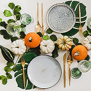 ATFL Artificial Palm Leaves Decor,50 Pcs Big Leaf Placemat, Green Palm Leaves Party Decorations,Tropical Table Decor, Hawaiian Leaves Decor,Safari Leaves Decoration,Beach Centerpieces for Wedding(50)