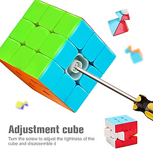 AuntyFey Magic Cube Set, 4 Pack with 3x3, 2x2, 4x4, Pyramid Speed Cubes, Stickerless, for Kids & Adults