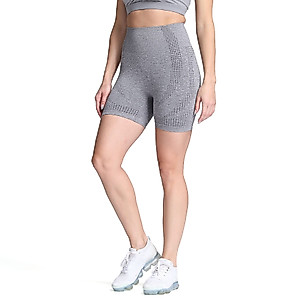 Aoxjox Vital Seamless Biker Shorts for Women High Waist Workout Shorts Booty Running Yoga Shorts (Vital Smokey Grey Marl, Small)