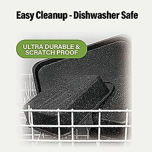 Granitestone Black 6 Pc Stackable Bakeware Set/Baking Pans Set Nonstick with Oven Pans + Baking Sheet Set and Wire Rack, Complete Baking Set for Kitchen, Oven/Dishwasher Safe, 100% Non Toxic