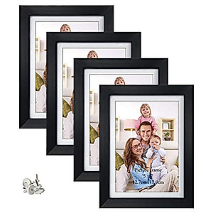 Giftgarden 5x7 Picture Frame Set of 4, 6x8 Matted to Display 5 by 7 Photo with Mat or 6 by 8 without Mat for Wall or Tabletop, Black