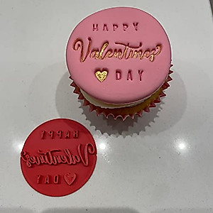 rhinogon Happy Valentines Day Heart Cookie Stamp Fondant Embosser 6cm (2.36 inches) Made in The UK for Baking, Cooking, Fondant, Icing, Cupcake, Cookie, Cake, Biscuits, Decoration