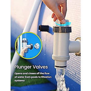 SUMMERBUDDY Above Ground Pool Parts Kit, Replacement Pool Pump Part with Split Plunger Valve, Plunger Valve, 1.5" Inlet Water Nozzle, 1.25" Outlet Strainer, Pool Hose Adapter