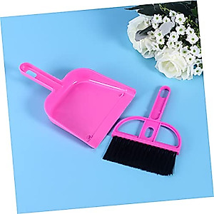 ORFOFE Household Supplies Tiny Dustpan and Brush Computer Cleaning Kit Mini Hand Broom Miniature Dustpan and Brush Sweeping Table Brush Desk Broom Computer Dustpan Duster Sofa Brooms Rosy