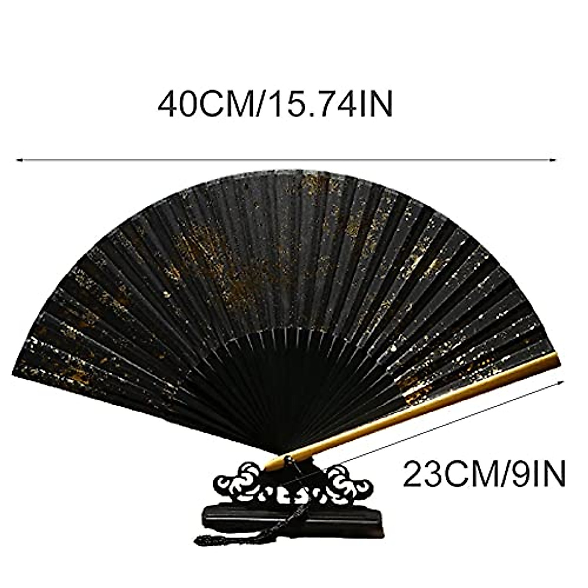 BICCQ Hand Held Folding Fan Chinese Classical Men's and Women's Portable Display Gifts (Gold,Silver) (Color : Silver)