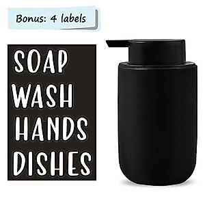 Foam Soap Dispenser Set - 2 Pack Black Ceramic Foaming Dish Hand Soap Dispenser with Black Pump for Bathroom, Bathroom Dispenser Set for Modern Home Farmhouse Decor