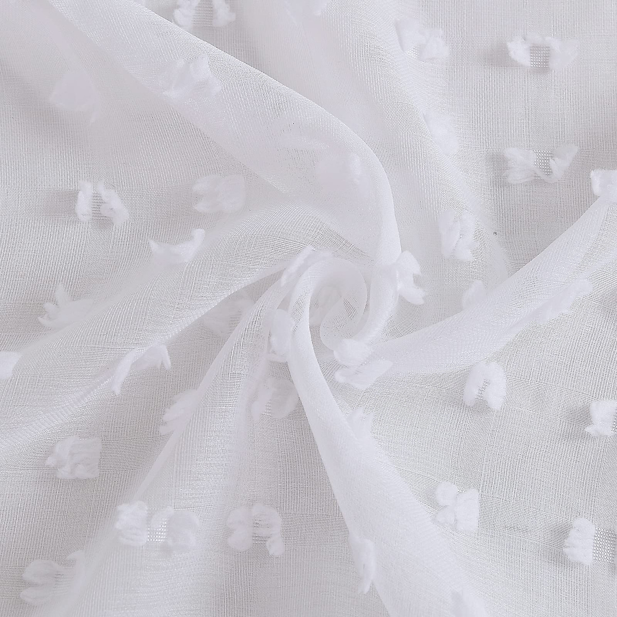 Guken Sheer Curtains 96 Inch Length 2 Panels Sets for Living Room Bedroom 52 Inch Width Farmhouse Boho Drapes Light Filtering Pom Pom Curtains Tufted Semi Sheer Kids Rod Pocket,White,W52xL96