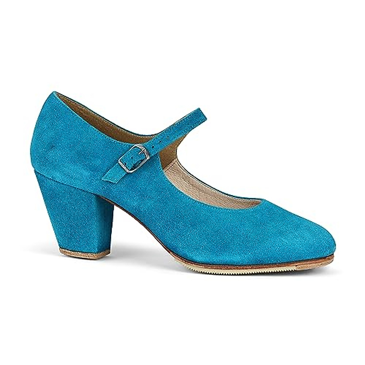 Miguelito 1681 Women's Flamenco Dance Shoes with Nails, Sevilla, Hunting Suede, 2.5" Heel, 9.5 US, 26.5 MX, Turquoise
