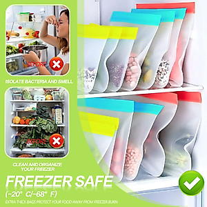 27 Pack Reusable Food Storage Bags BPA FREE,Leakproof Silicone Freezer Bags for Lunch Marinate Food Travel - 7 Gallon 10 Sandwich 10 Snack Bags
