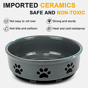 KPWACD Ceramic Pet Bowl for Dogs and Cats, Weighted Non-Slip Dog Bowls Food and Water Dish, Durable Pets Feeding Bowls Suitable for Small, Medium, and Large Dogs, Grey, 70 Oz