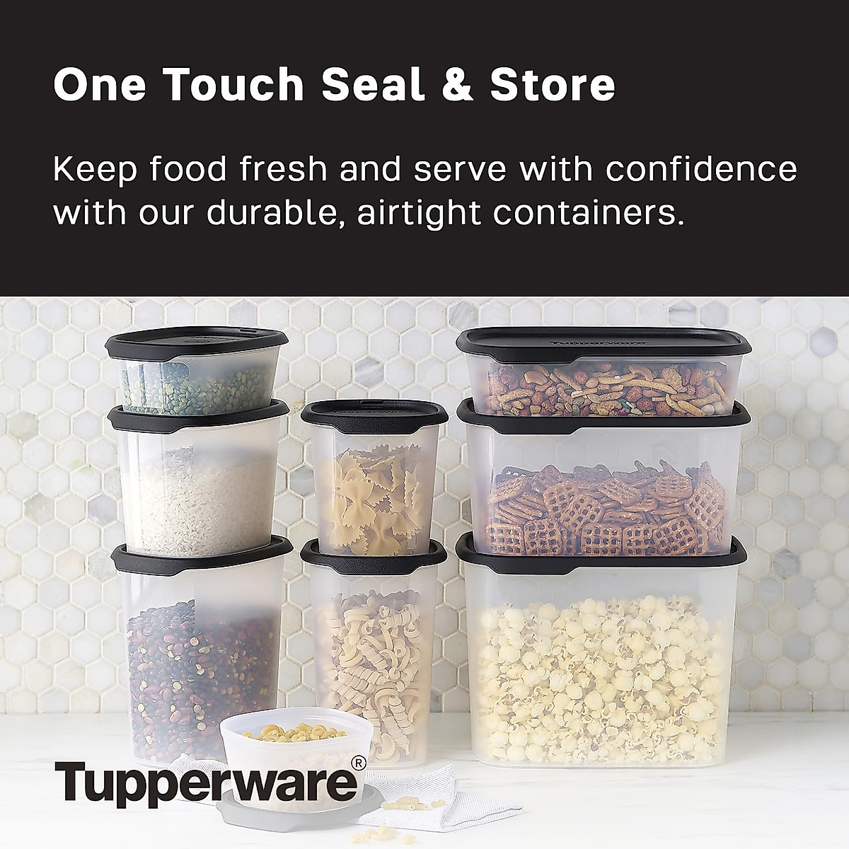 Tupperware One Touch Fresh Seal & Store 9-Container Food Storage Set - Dishwasher Safe & BPA Free - (9 Containers + 9 Lids)