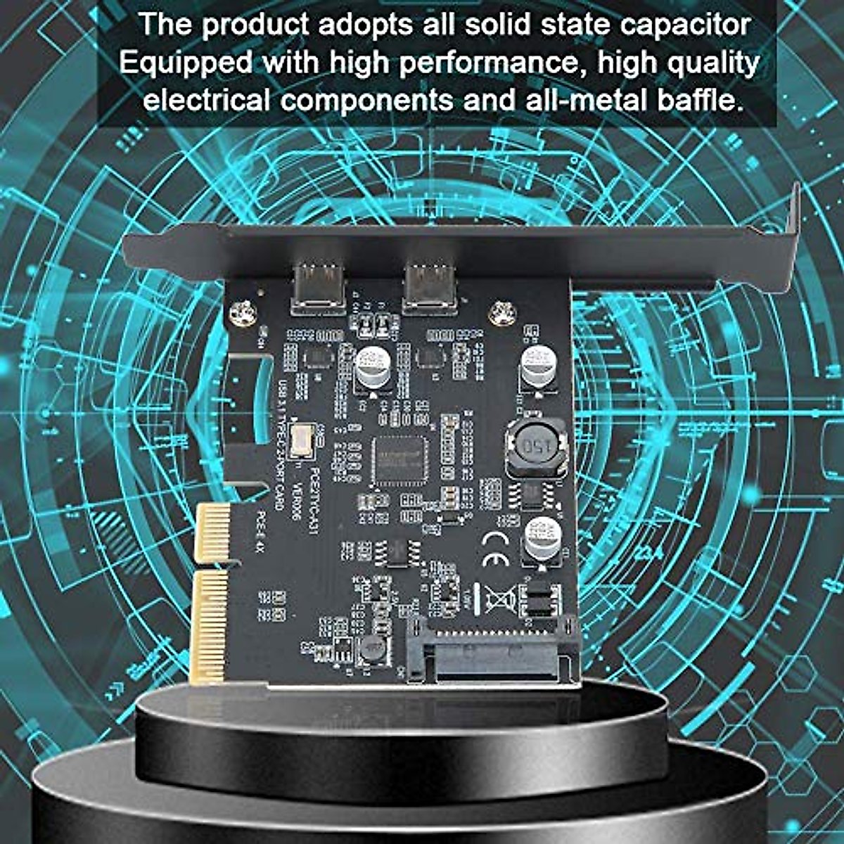 BEYIMEI PCI-Express 4X to USB 3.1 Gen 2 (10 Gbps) 2-Port Type C Expansion Card Asmedia Chipset,Integrated SATA15PIN Power Supply Interface,for Windows 7/8/10/MAC OS 10.14