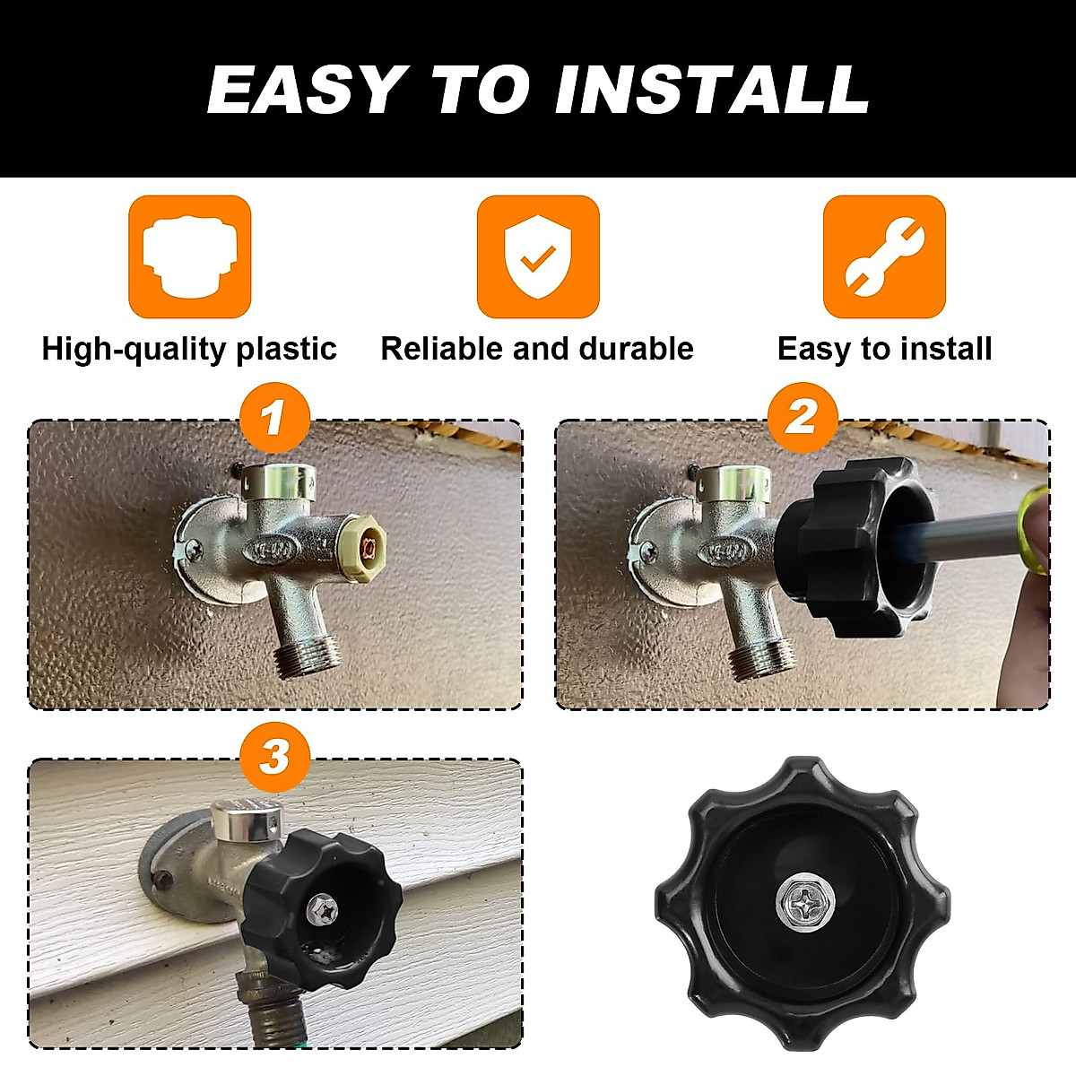 VIDABTE 630-7965 Wall Hydrant Handle Kit for Prier Mansfield 300 400 500 Series, Outdoor Faucet Handle Replacement Frost Proof Wheel Shaped Outdoor Faucet Repair kit Accessories