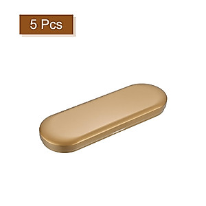 uxcell Metal Tin Box Containers, 5Pcs 6.9x2.4x0.7 Inch Golden Rectangular Empty Hinged Tins Box Home Organizers for Pen Makeup Brushes